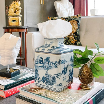Blue & White Chinoiserie Ceramic Tissue Box Cover – House of Andaloo