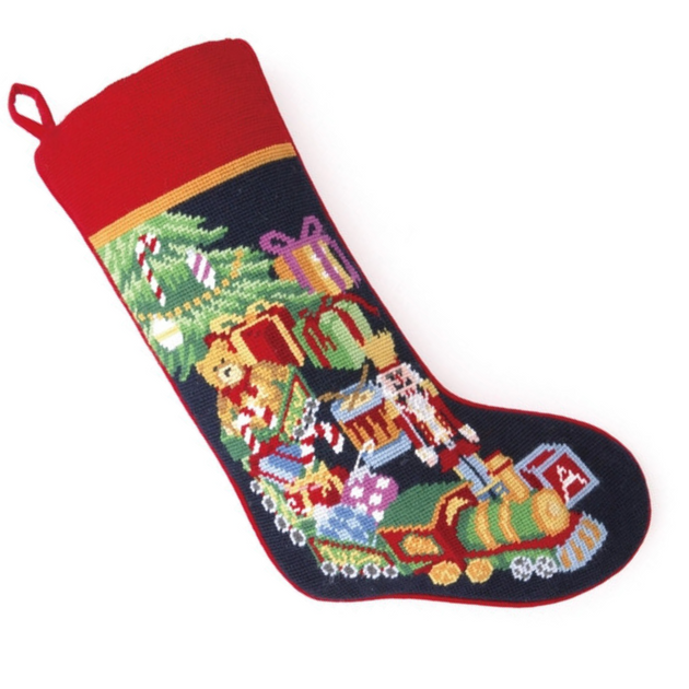 Hand-Crafted Toy Train Needlepoint Christmas Stocking – House of Andaloo