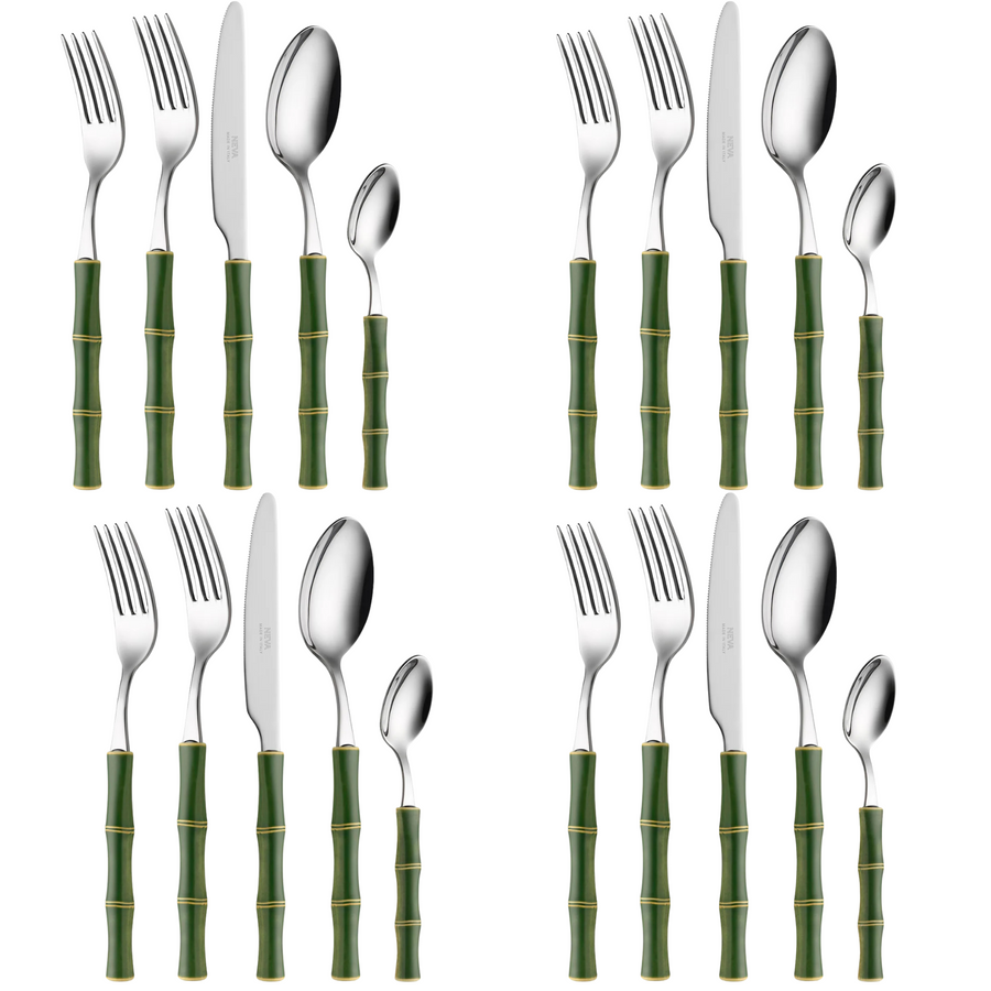 Italian Faux Bamboo Green Flatware Set, 20 Pc – House of Andaloo