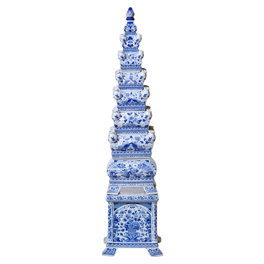 X-Large Blue & White Multi-Tier Delft Style Tulipiere Tower Vase ...