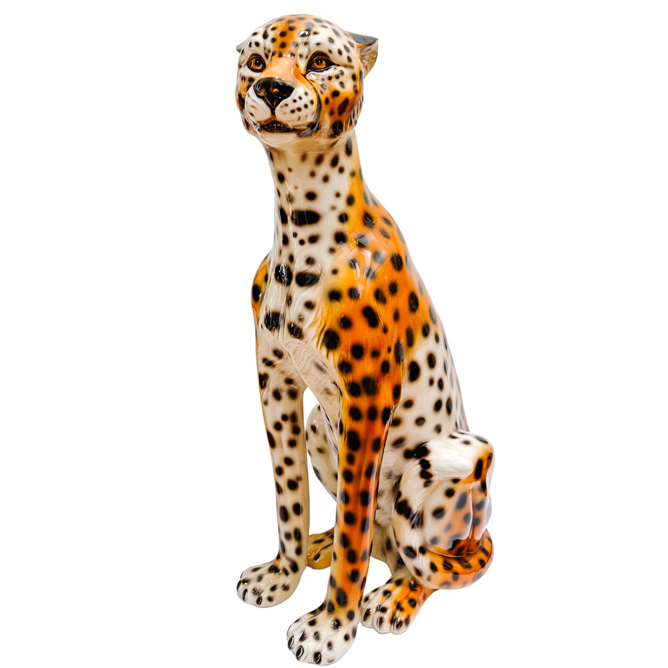 Large Scale Italian Glazed Porcelain Standing Leopard Statue – House of ...