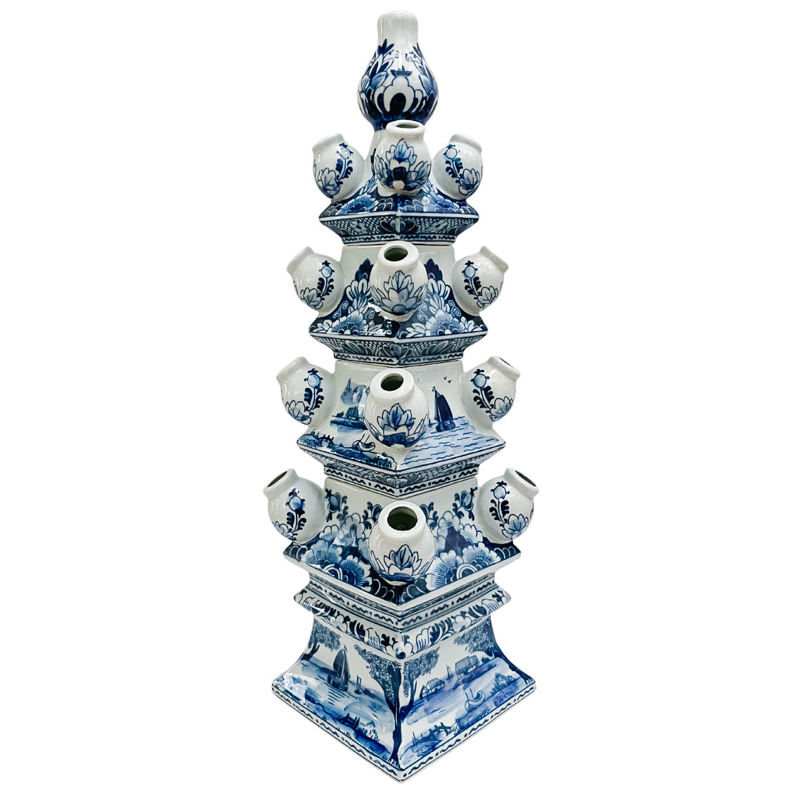 Large 23" Blue & White 4 Tier Delft Style Tulipiere Vase – House of Andaloo