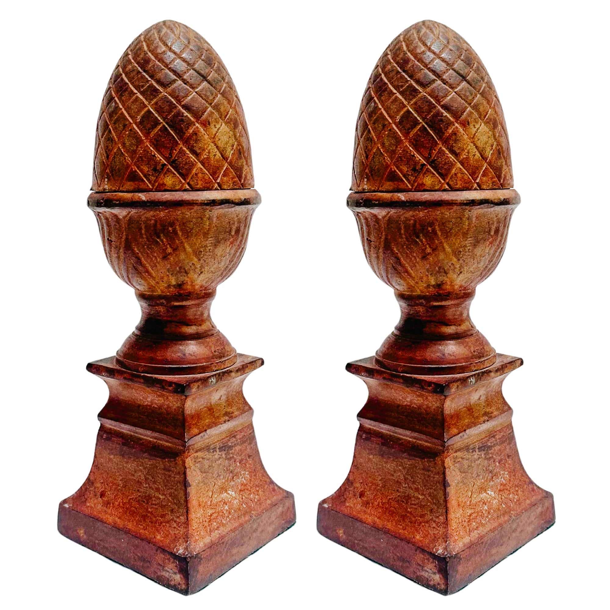 Pair of Vintage Rust Patinated Acorn Finial Bookends – House of Andaloo