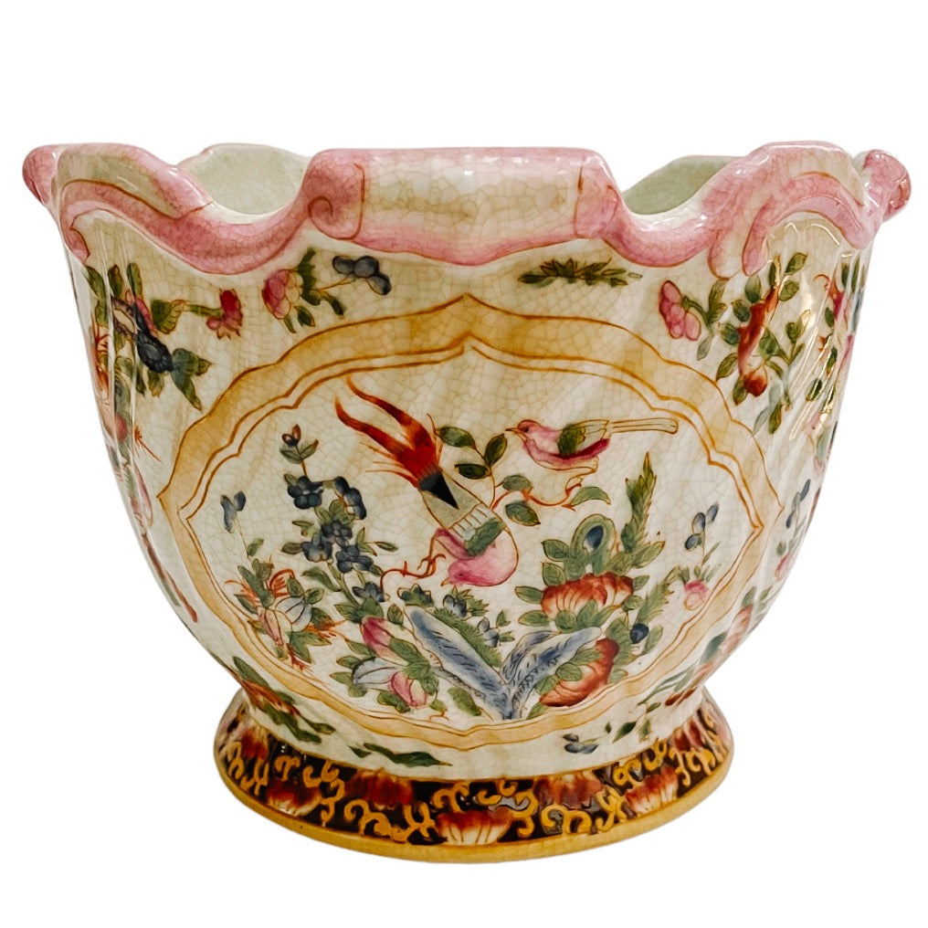 Pink Chinoiserie Scalloped Cachepot Planter – House of Andaloo