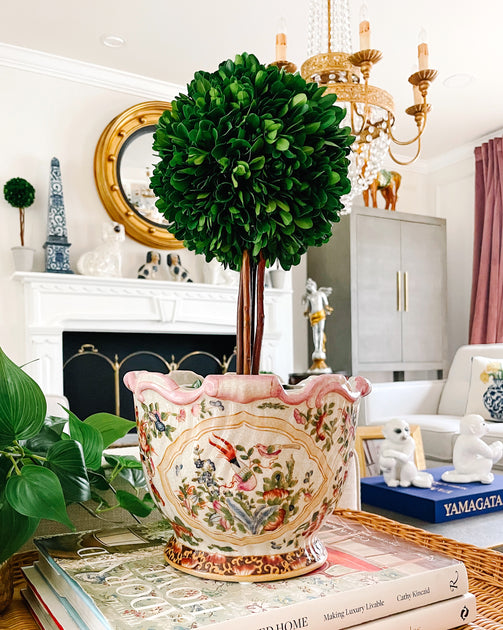 Pink Chinoiserie Scalloped Cachepot Planter – House of Andaloo