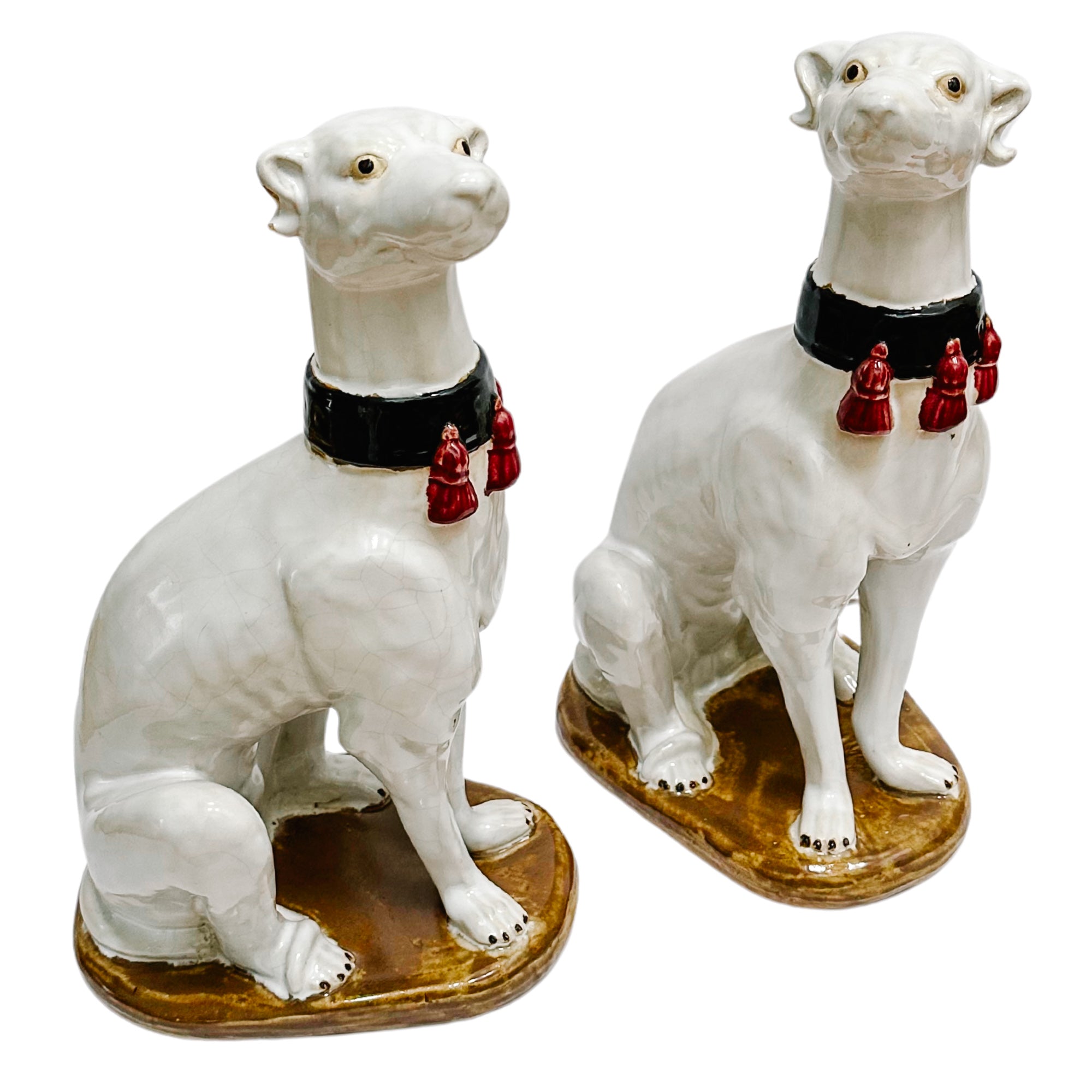 Pair Of Large 14" Hollywood Regency Style Pottery Whippets – House of ...