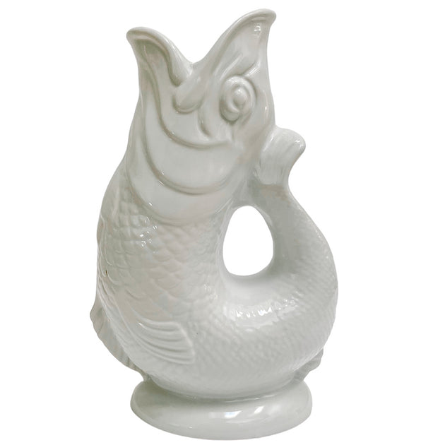 English Pottery White Gurgling Fish Pitcher – House of Andaloo