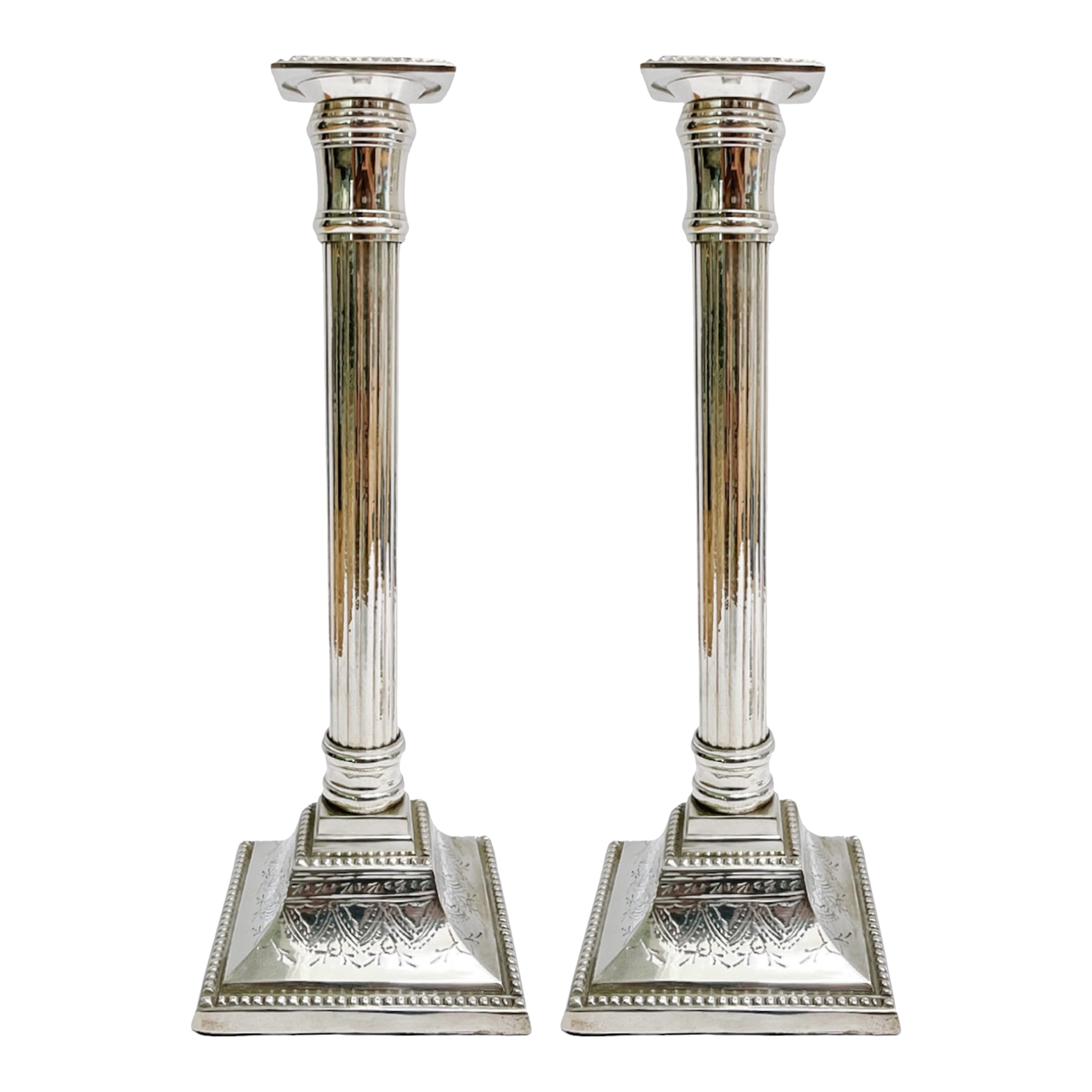 Mid-Century Silverplate Neoclassical Doric Column Candlesticks – House ...